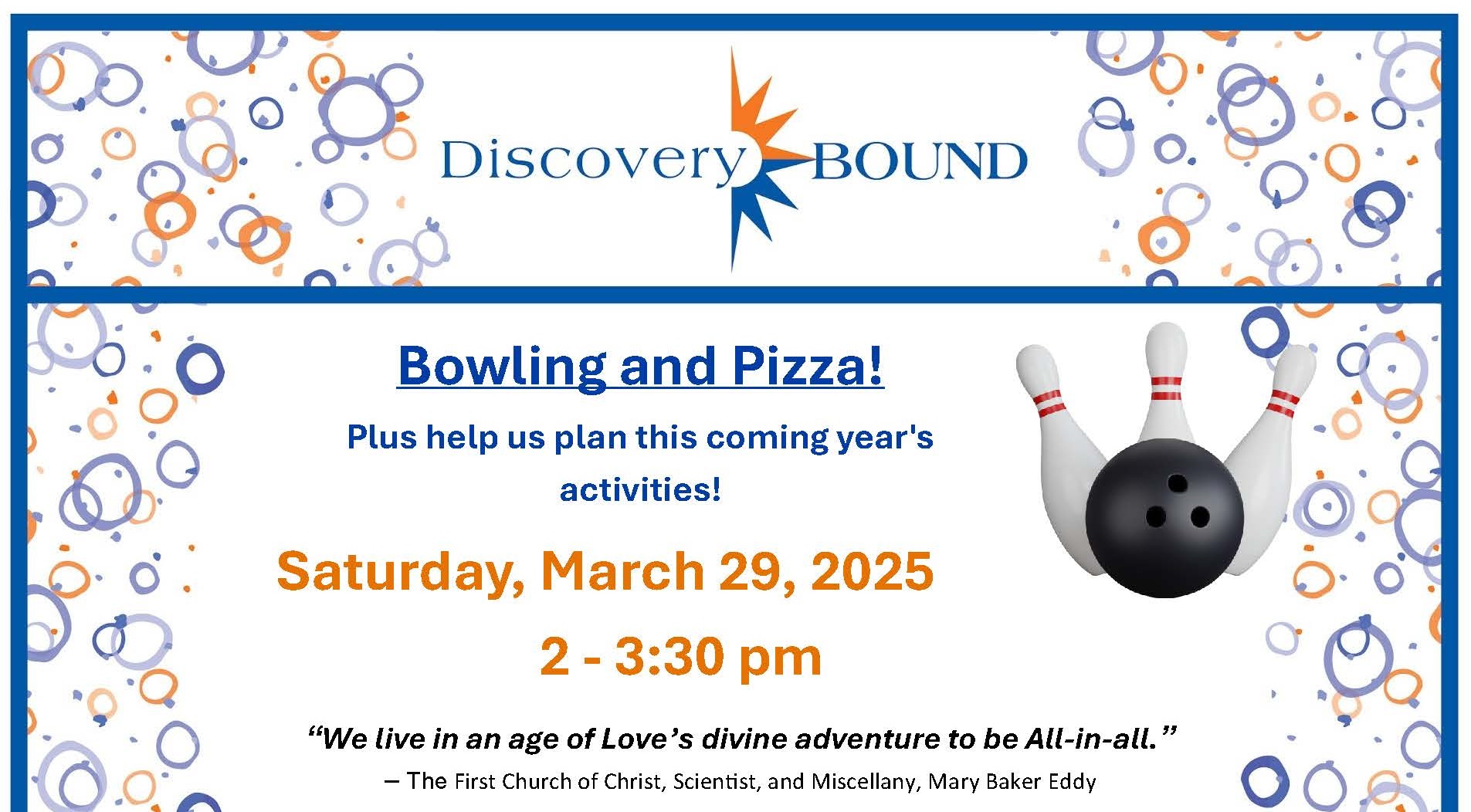 Discovery Bound: Pizza and Bowling - Christian Science in Washington State